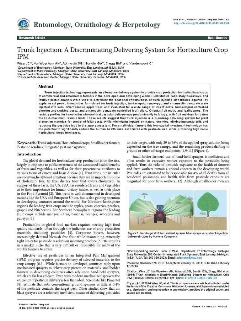 Trunk Injection A Discriminating Delivering System For Horticulture ...