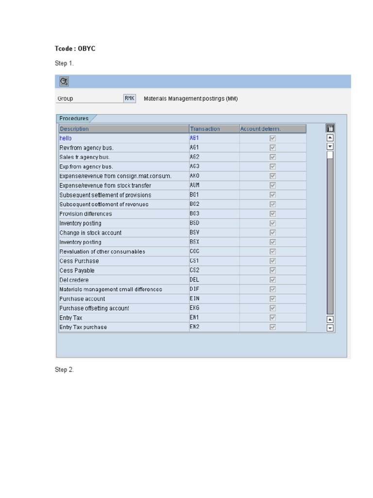 Step 1.: Tcode: OBYC | PDF | Business