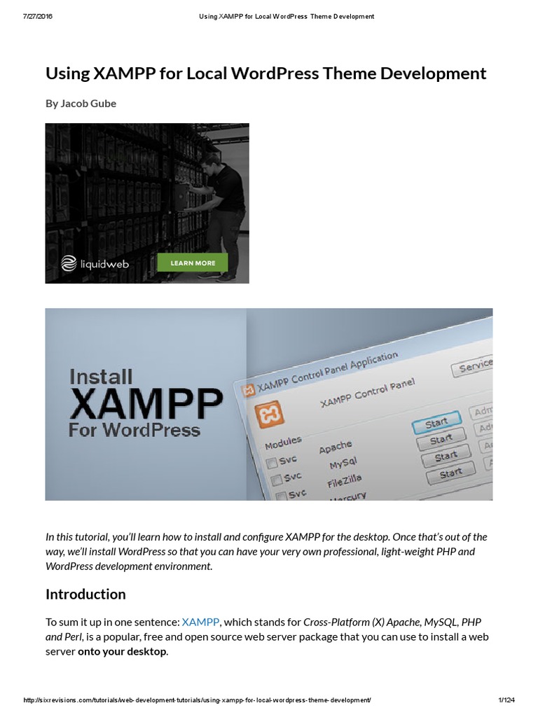 Using XAMPP For Local WordPress Theme Development | PDF | Word Press | Php