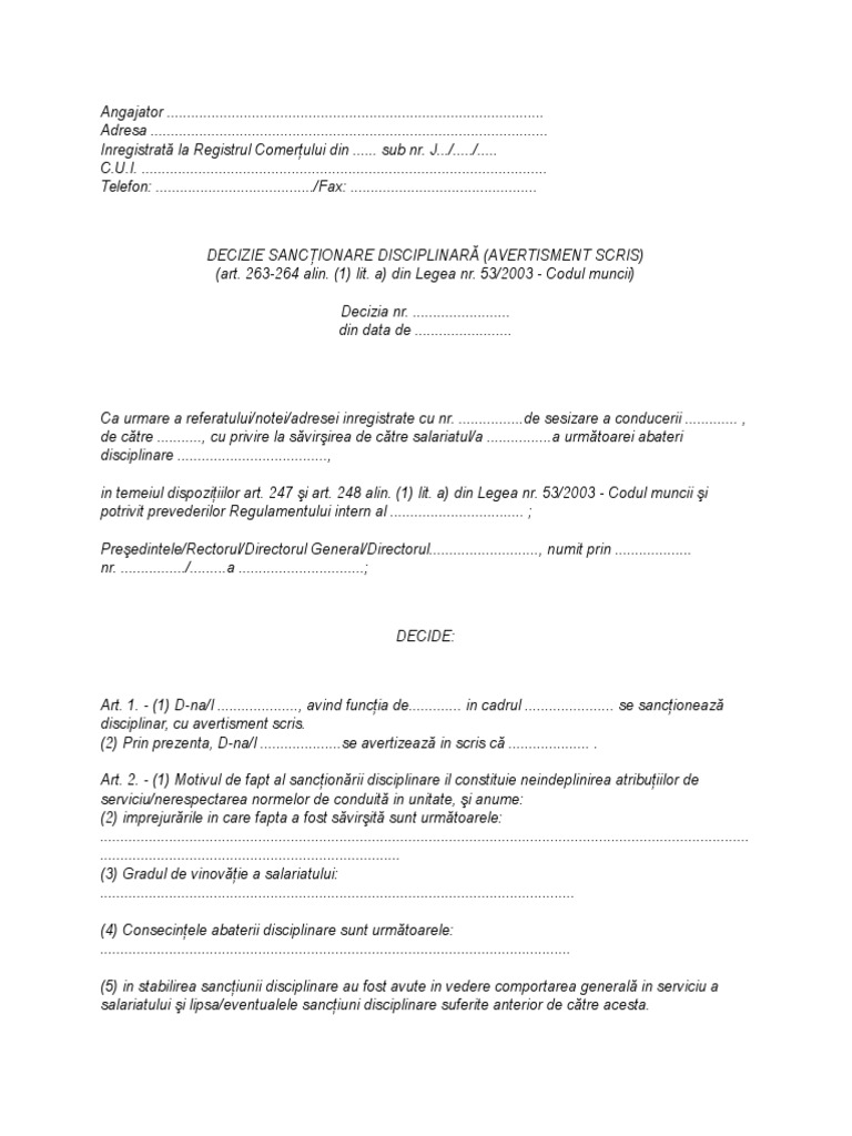 Avertisment scris