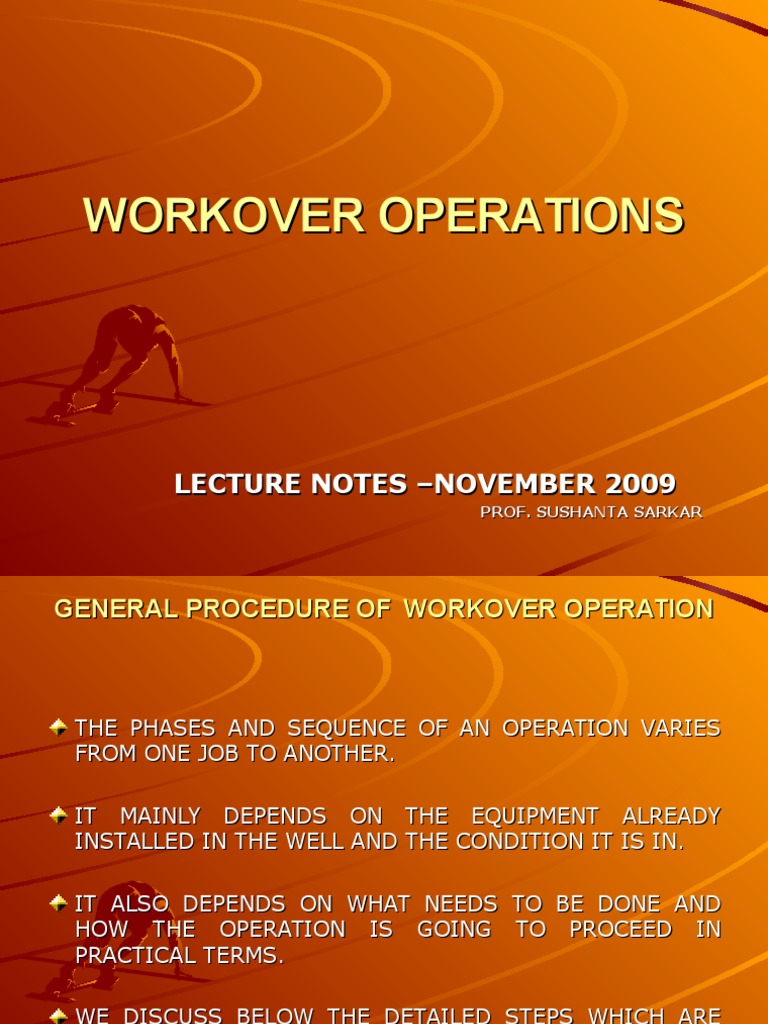 Workover Operations Lecture Notes | PDF | Oil Well | Drilling Rig