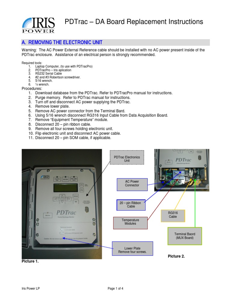Pdtrac - Da Board Replacement Instructions: Picture 2. Picture 1 | PDF
