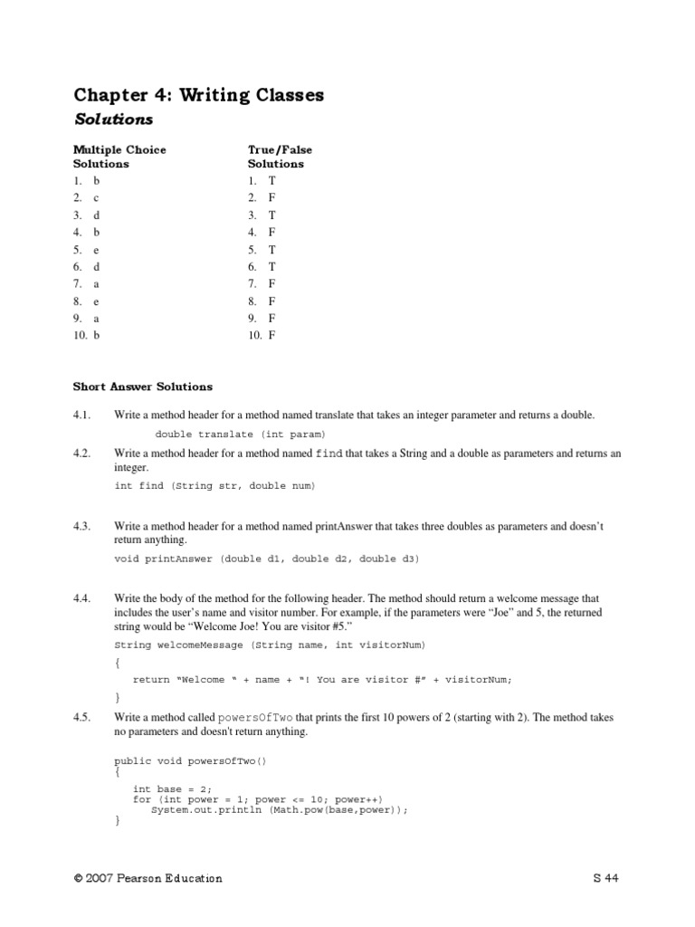Chapter 4: Writing Classes: Solutions | PDF | Boolean Data Type ...