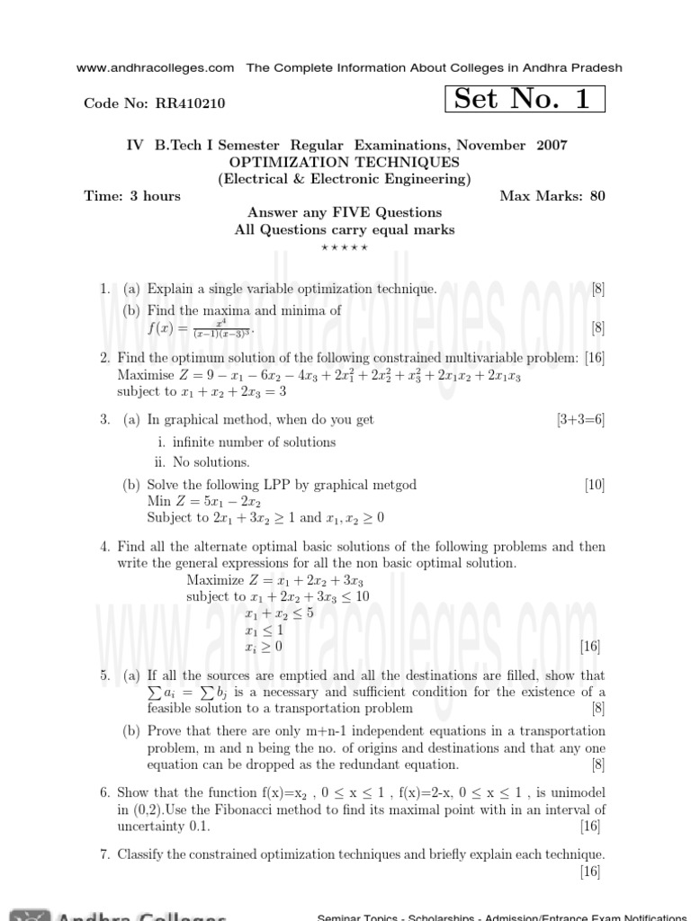07 Rr410210 Optimization Techniques | PDF