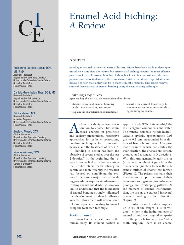 Enamel Acid Etching - A Review | PDF