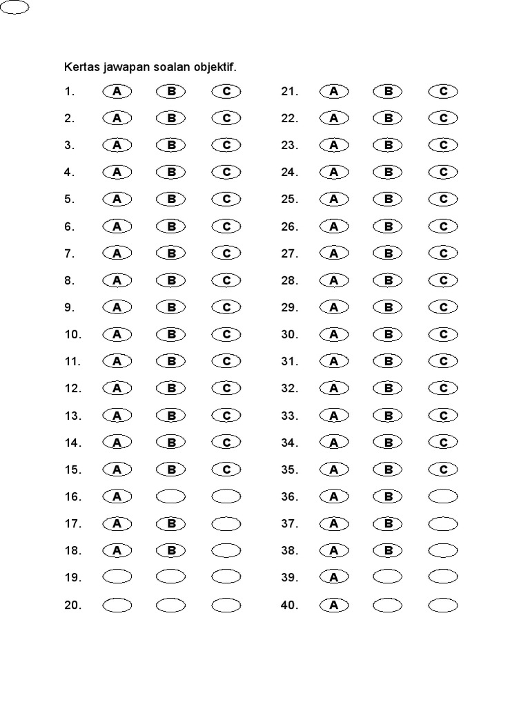 Kertas Jawapan Soalan Objektif | PDF