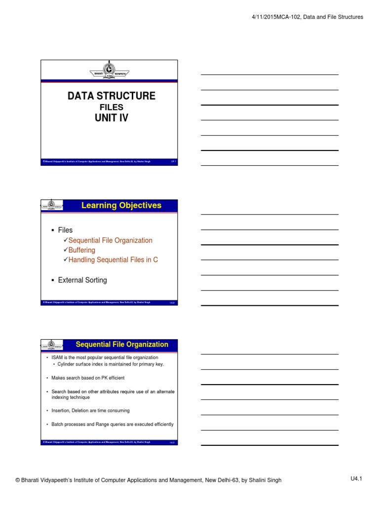 Data Structure Unit Iv: Files | PDF | Data Buffer | Computer Data Storage