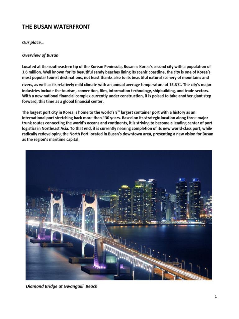 Busan Waterfront: Port City Overview | PDF | Port | South Korea