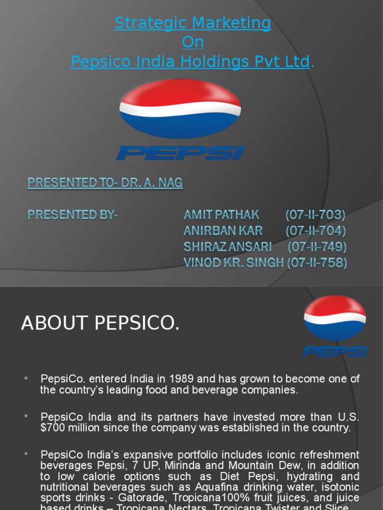 Pepsi PPT | Pepsi Co | Coca Cola