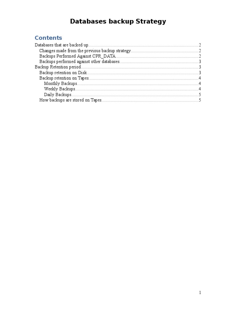 Backup Strategy | PDF | Backup | Databases
