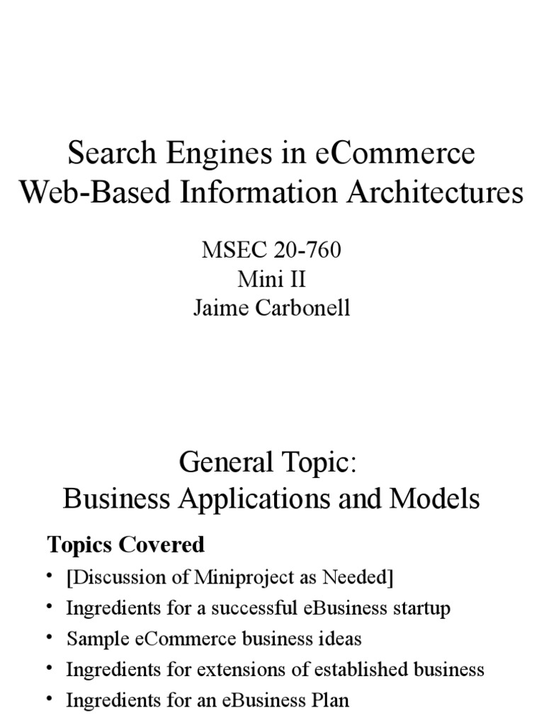 Search Engines in Ecommerce Web-Based Information Architectures | PDF | Electronic Business | E ...