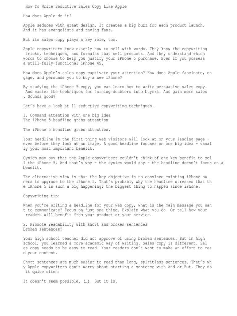 001 Write Copy Like Apple | PDF | I Phone | Apple Inc.