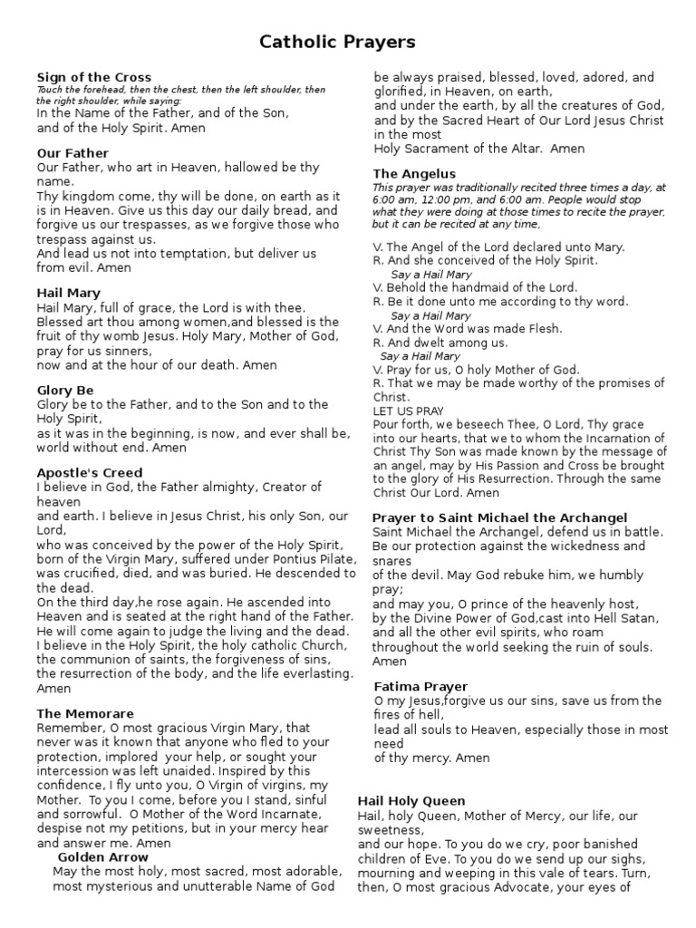 Catholic Prayers: Sign of The Cross | PDF | Grace In Christianity ...