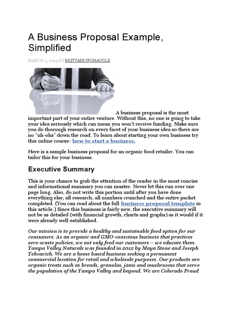A Business Proposal Example | PDF | Organic Foods | Foods