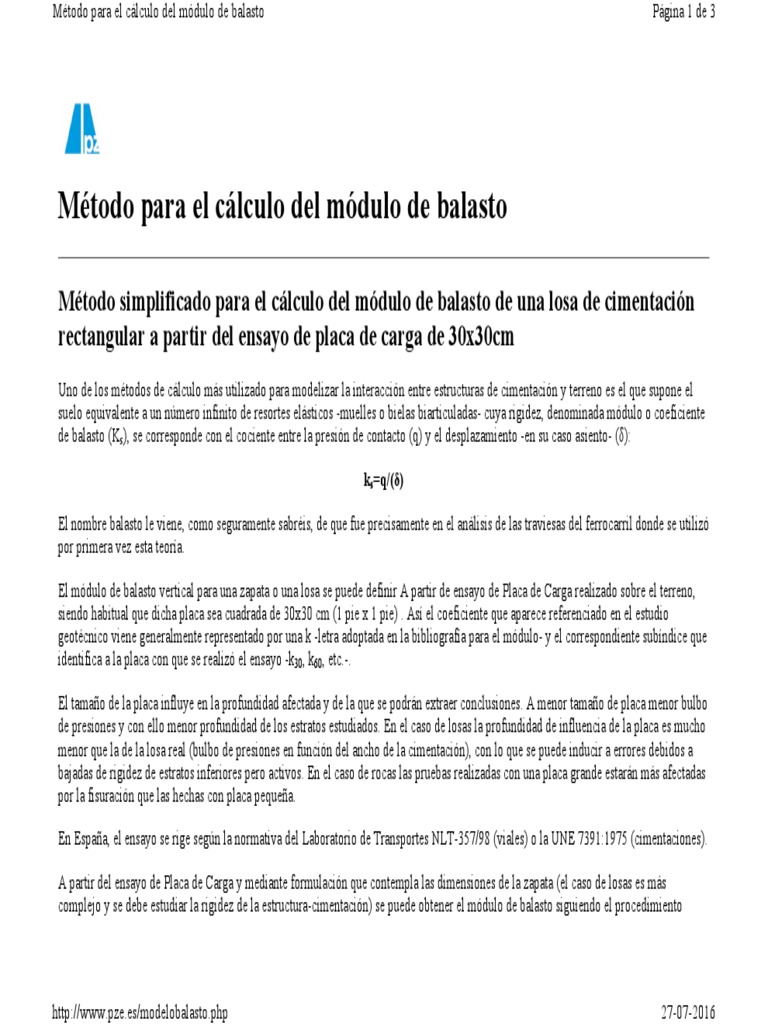 Cálculo Del Módulo de Balasto PDF | PDF | Ciencia y matemáticas