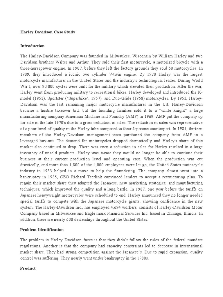 Harley Davidson Case Study | PDF | Harley Davidson | Economies