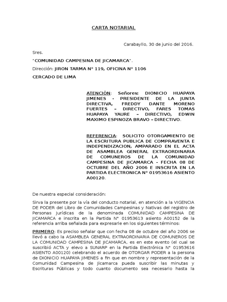 Carta Notarial | PDF