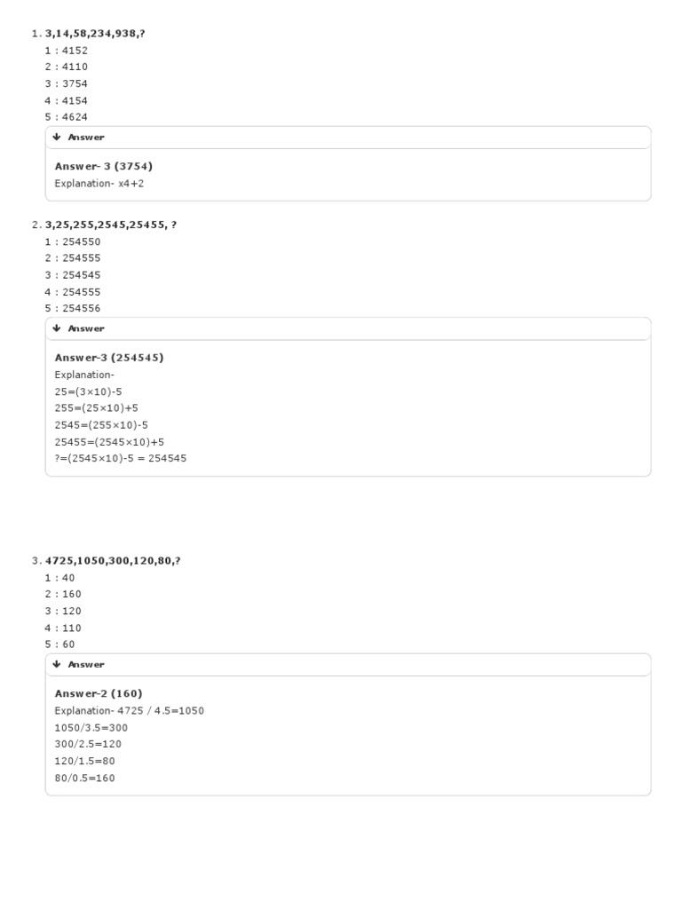 Quants Questions - Number Series Set 1 | PDF