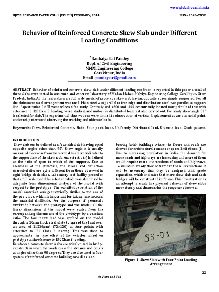 Behavior of Reinforced Concrete Skew Slab Under Different Loading ...
