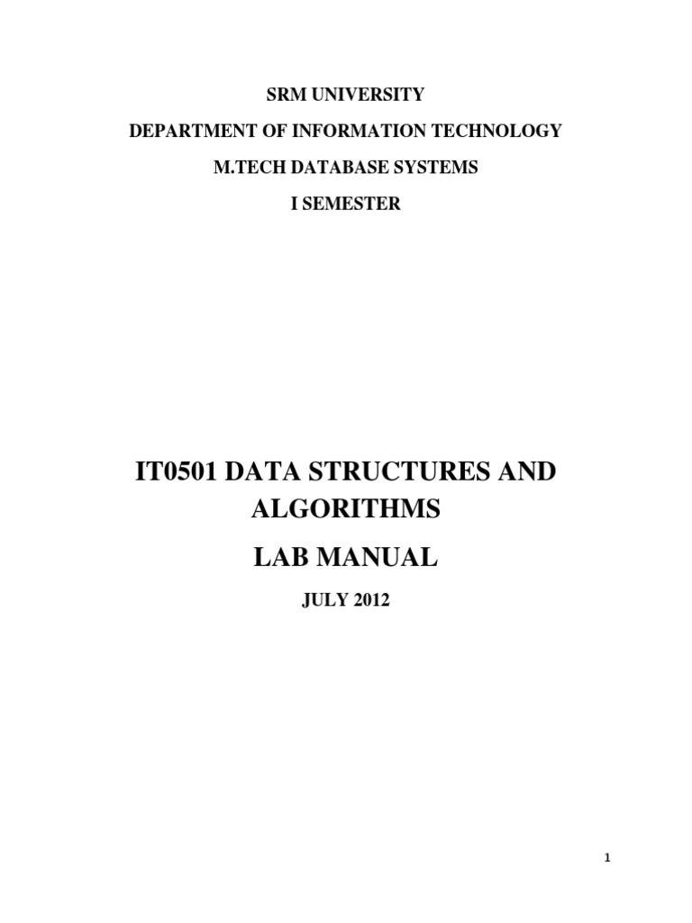 It0501 Data Structures And Algorithms Lab Manual Pdf Computer Programming Information