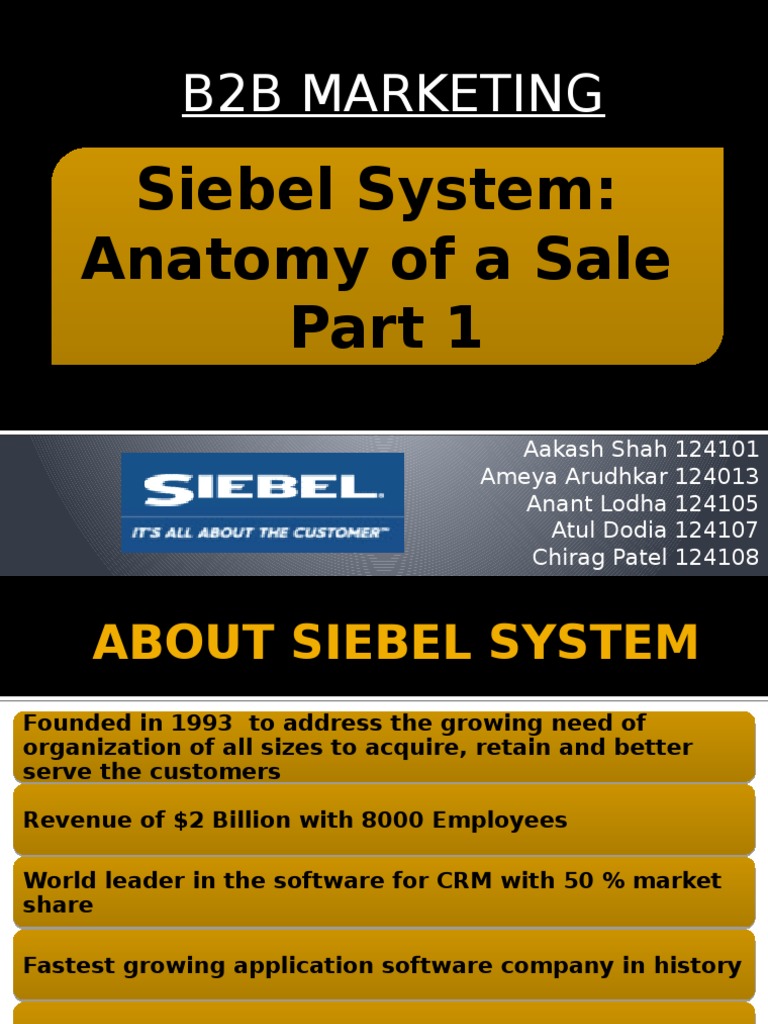 siebel systems part 1.pptx | Customer Relationship Management | Sales