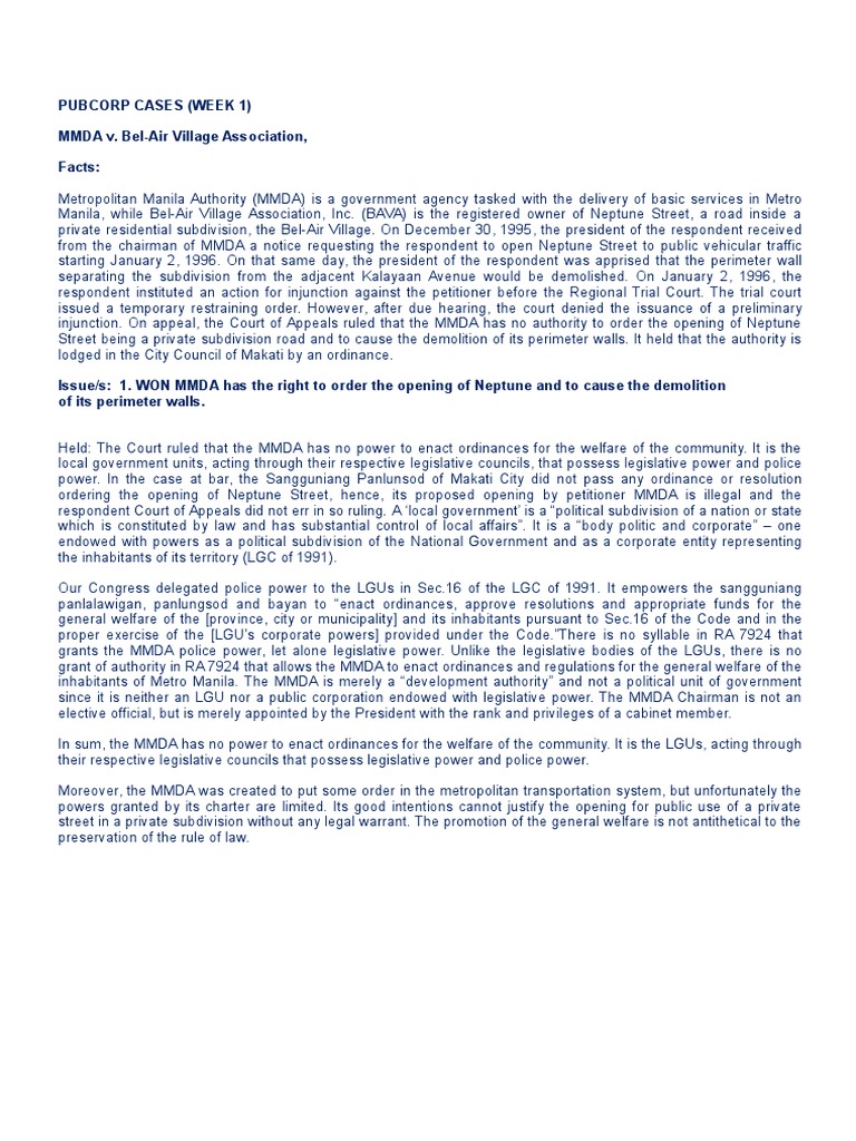 Pubcorp Cases Week1 | PDF | Ratification | Autonomy