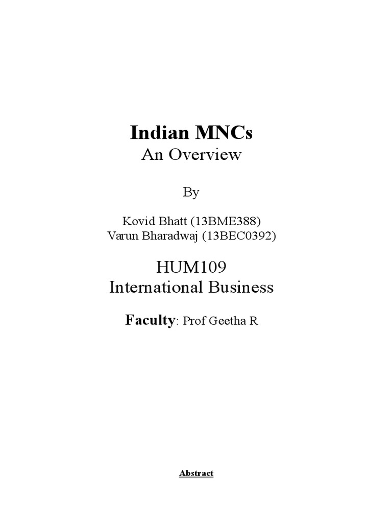 Indian MNCS: An Overview | PDF