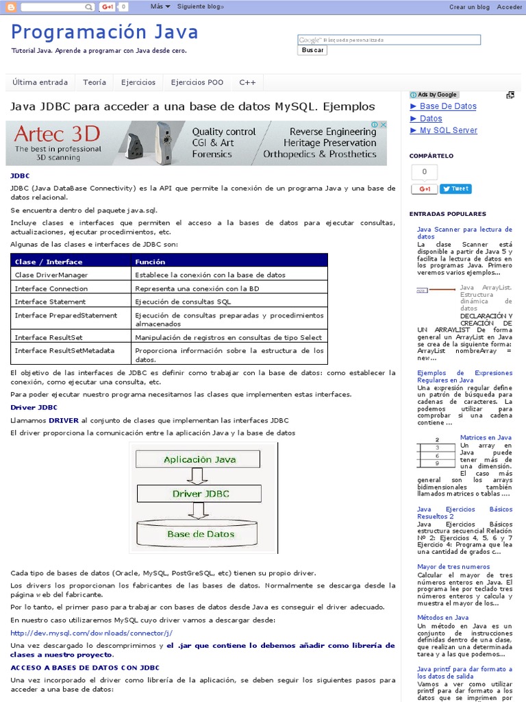 Programación Java JDBC para Acceder A Una Base de Datos MySQL | PDF ...