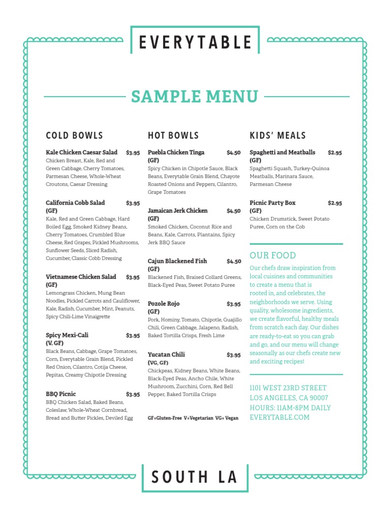 Everytable Menu | PDF