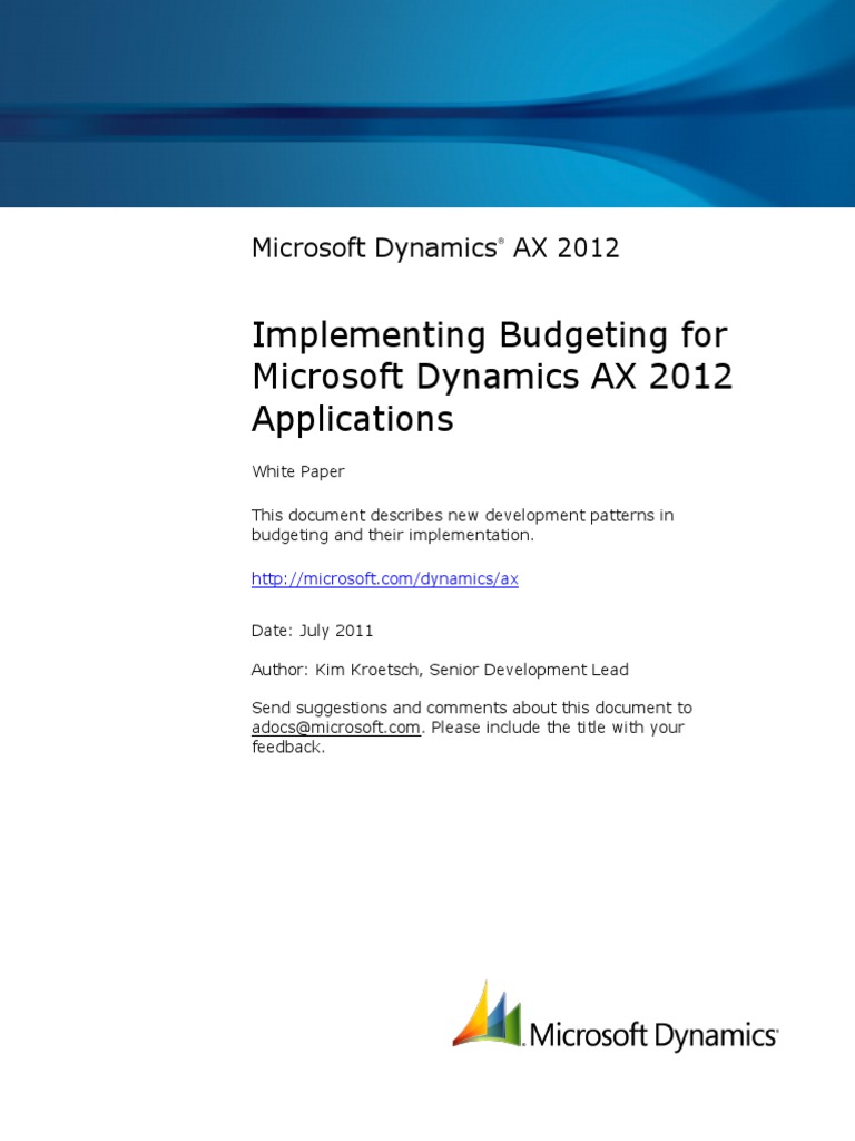 Implementing Budgeting For Microsoft Dynamics AX 2012 Applications AX 2012 | Download Free PDF ...