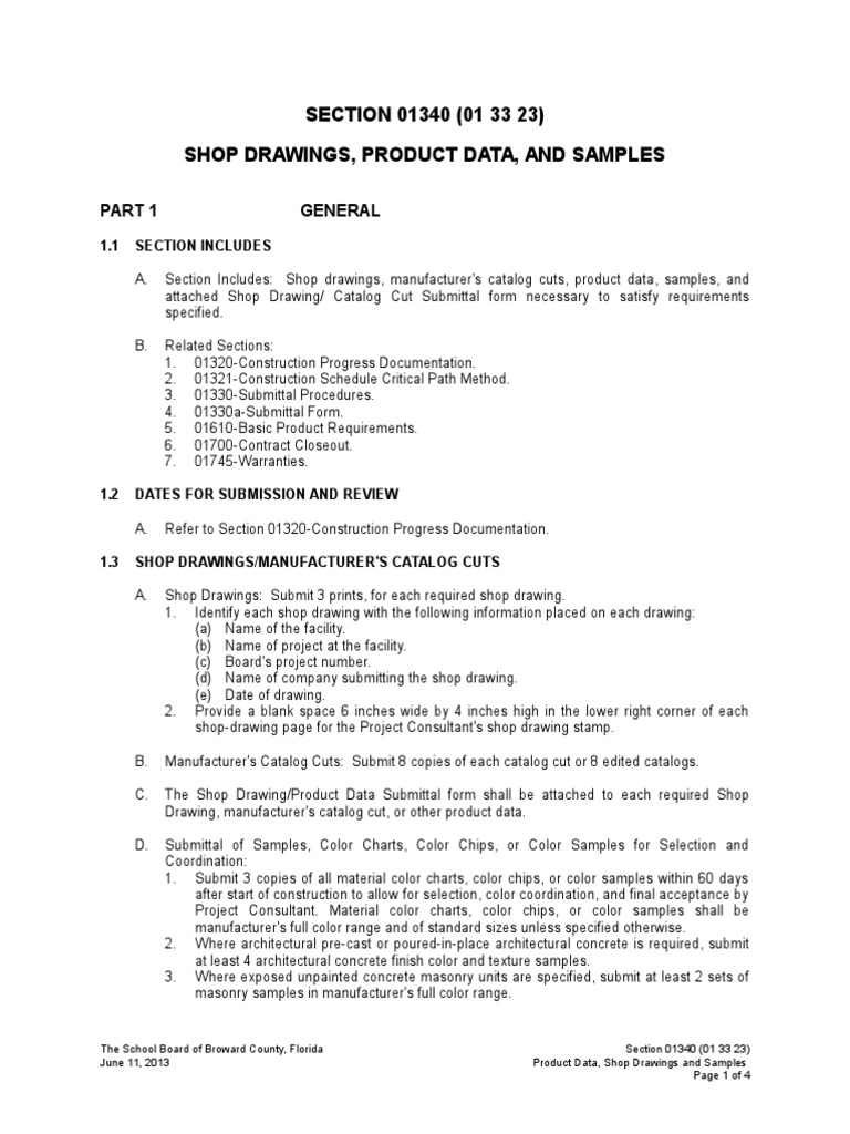 Shop Drawings and Product Data Guidelines | PDF | Engineering ...