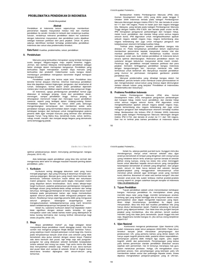 Masalah Problematika Pendidikan Di Indonesia | PDF