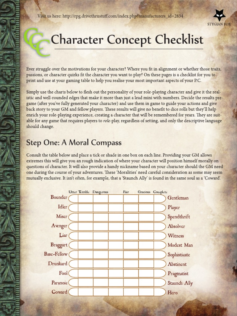 Character Concepts 1 | PDF