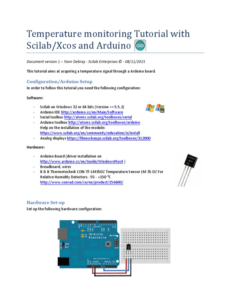 Scilab Arduino Temperature Monitoring Tutorial Pdf Arduino Software 7369