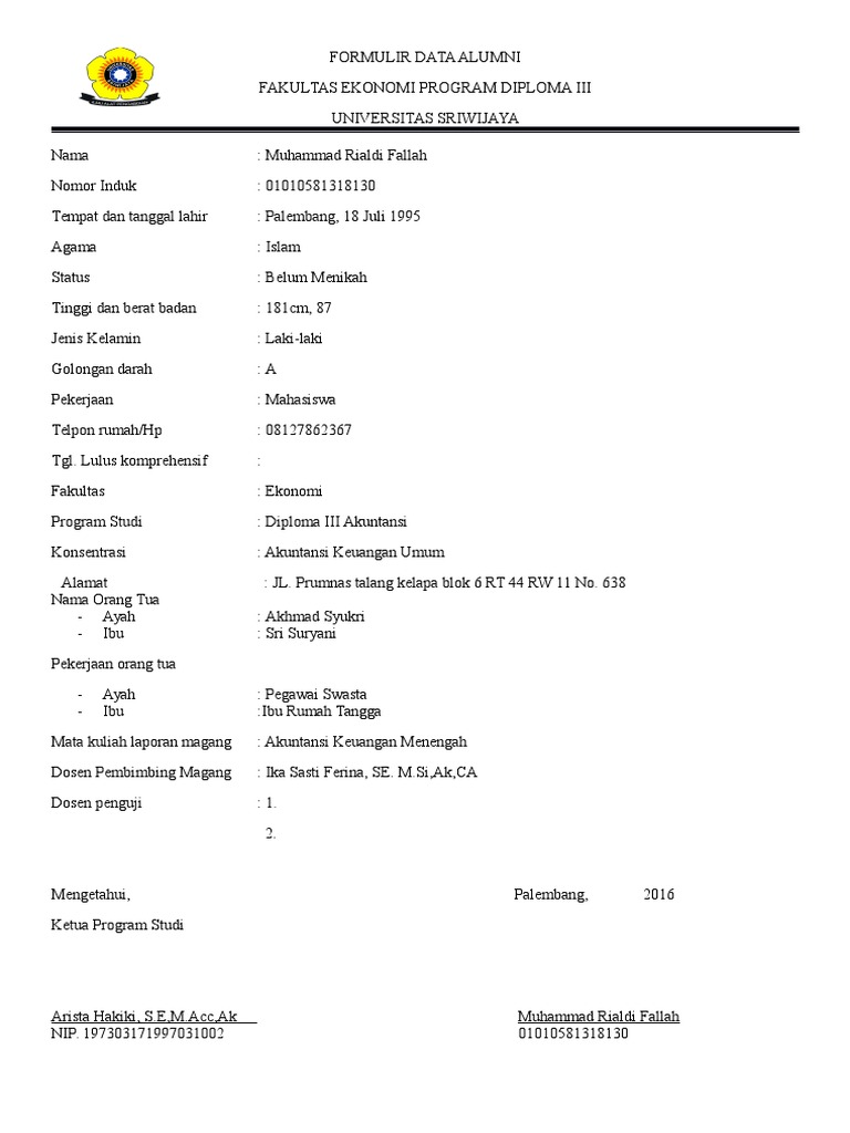 Formulir Data Alumni (Print) | PDF