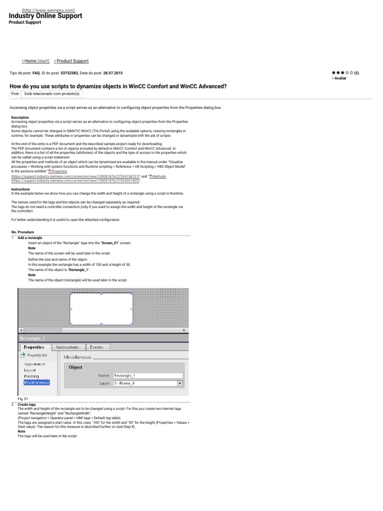How Do You Use Scripts To Dynamize Objects in WinCC Comfort and WinCC Advanced? - ID: 53752382 ...