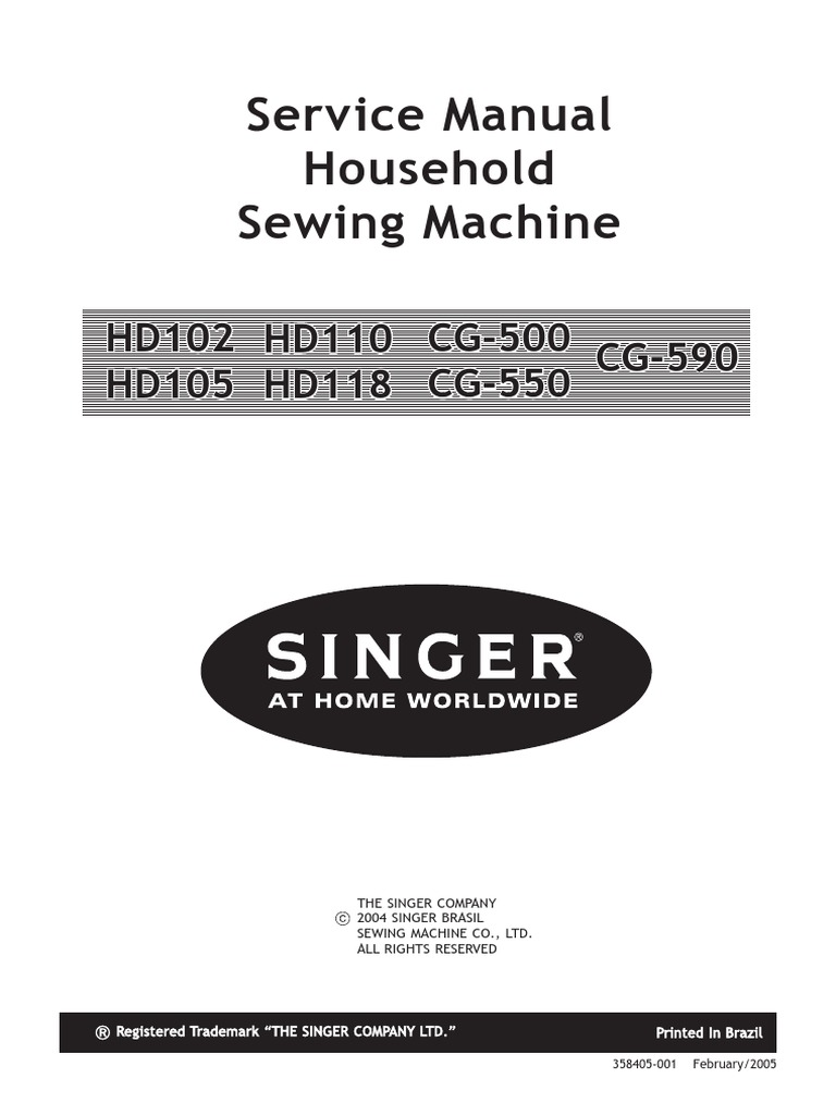 Singer Cg500 550 590 Service Manual | PDF | Screw | Manual Transmission