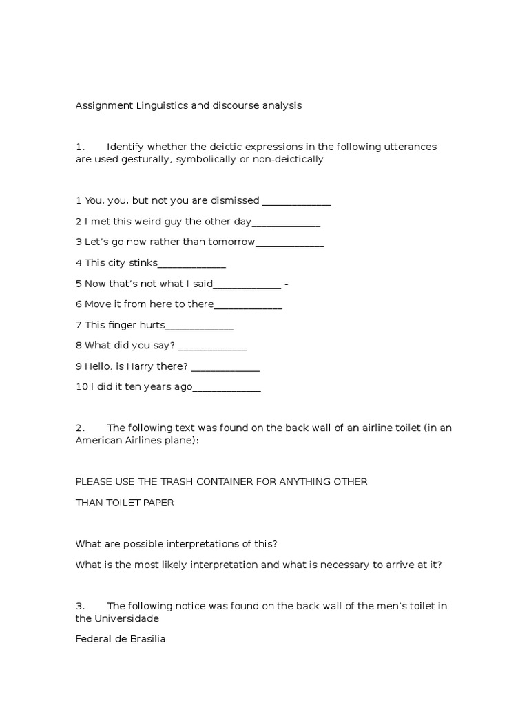 Assignment Linguistics and Discourse Analysis | PDF | Semiotics ... Assignment Linguistics and Discourse Analysis | PDF | Semiotics ...