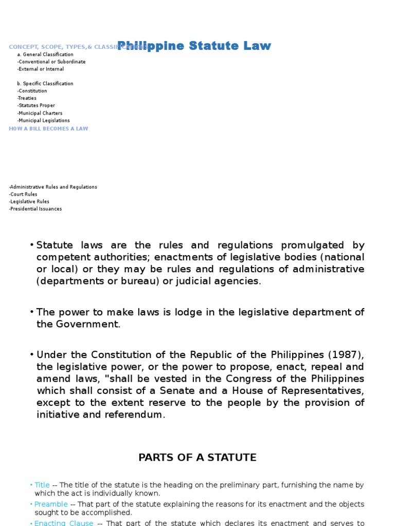 Philippine Statute Law | PDF | Treaty | Constitution