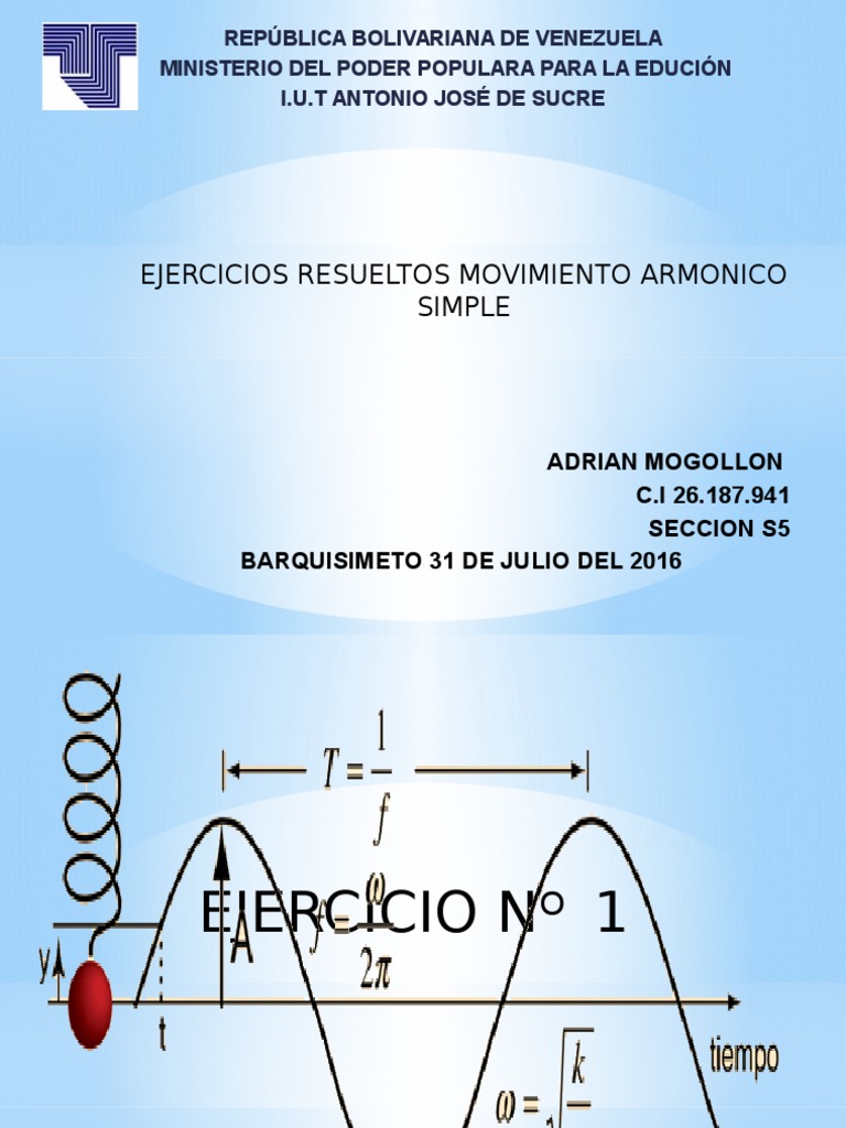 Ejercicios Resueltos Movimiento Armonico Simple