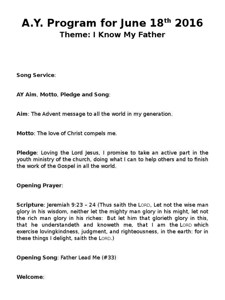 A.Y. Program: I Know My Father | PDF | Jacob | Isaac