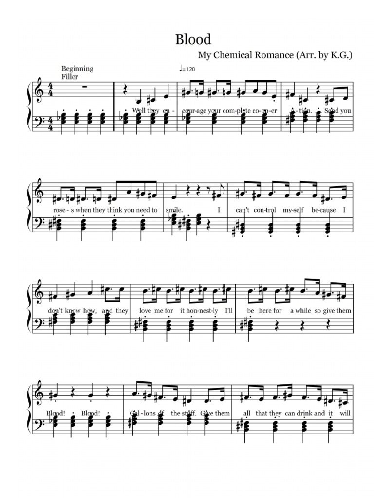 My Chemical Romance - Blood Sheet | PDF