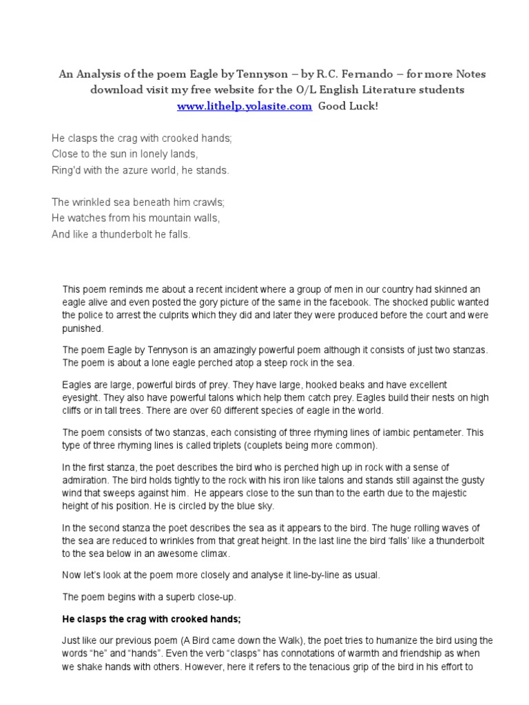 Analysis of Tennyson's Poem Eagle | PDF | Eagle | Poetry