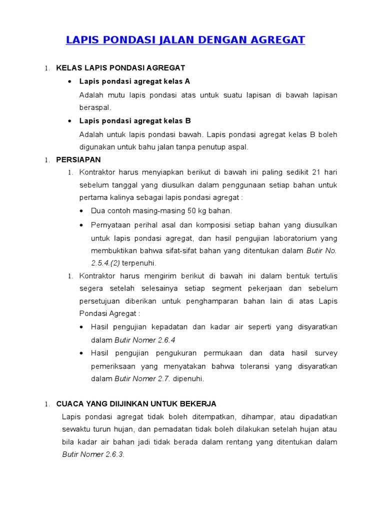 Lapis Pondasi Jalan Dengan Agregat | PDF