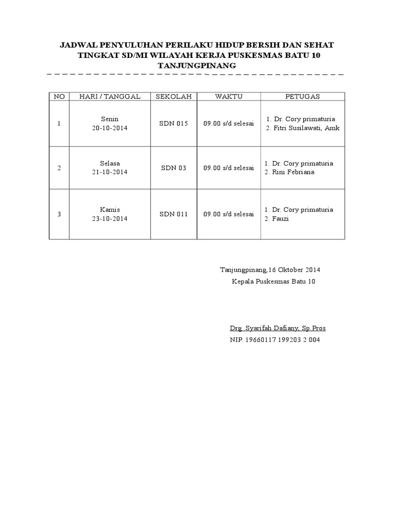 Jadwal PHBS | PDF