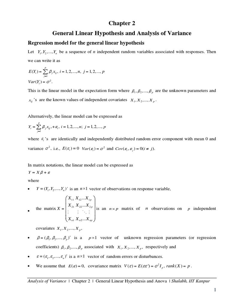 Linear Models & ANOVA Explained | PDF | Analysis Of Variance | Errors And Residuals