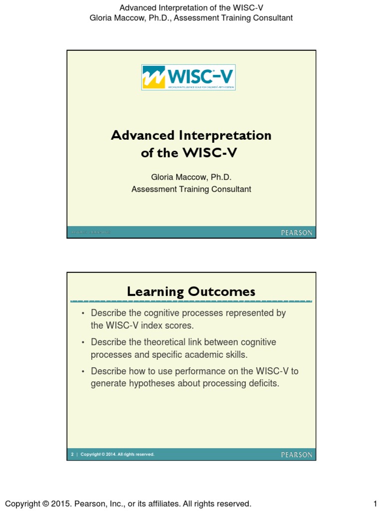 WISC V Advanced Webinar Handout 020515 | PDF | Working Memory | Memory