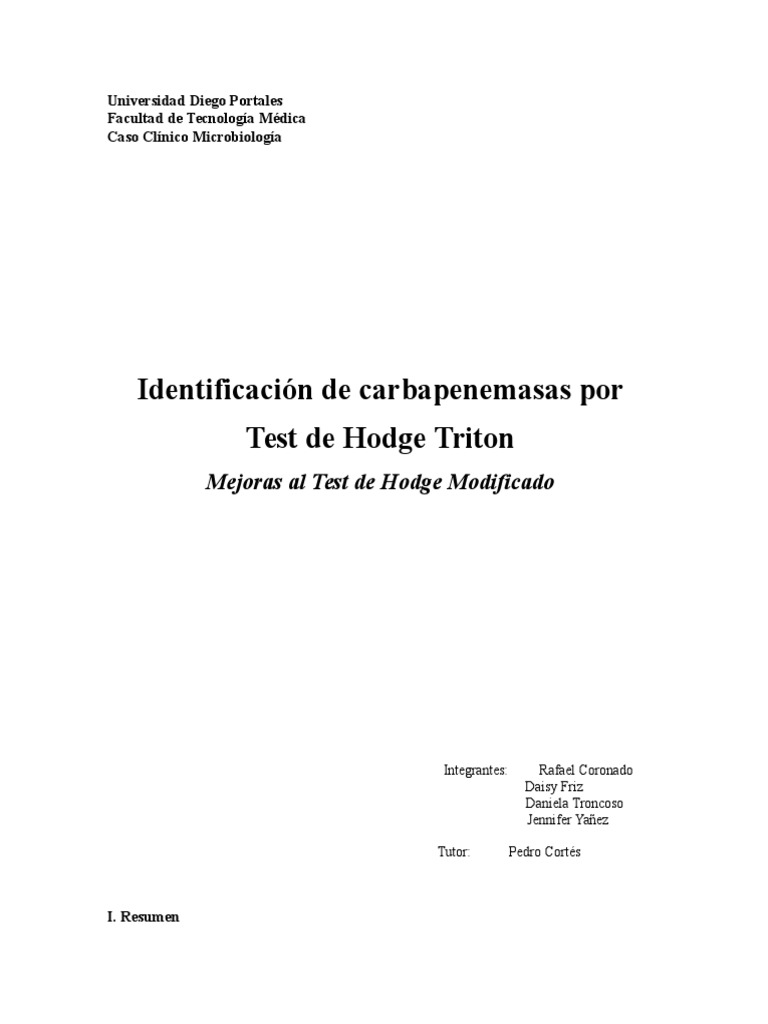 Identificación de Carbapenemasas Por Test de Hodge Triton | PDF ...