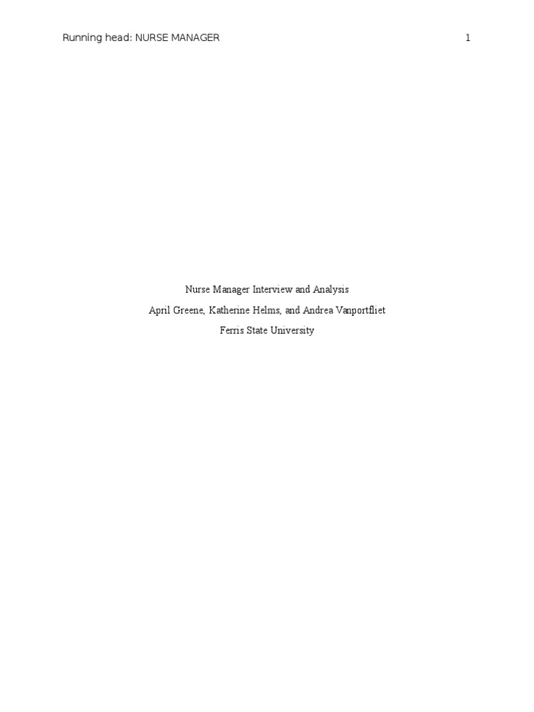 Nurse Manager Interview and Analysis | PDF | Nursing | Patient