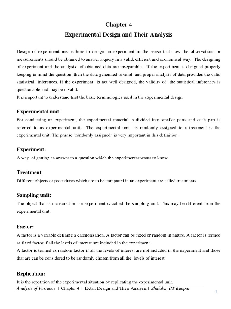 Chapter4 Anova Experimental Design Analysis PDF | PDF | Design Of ...